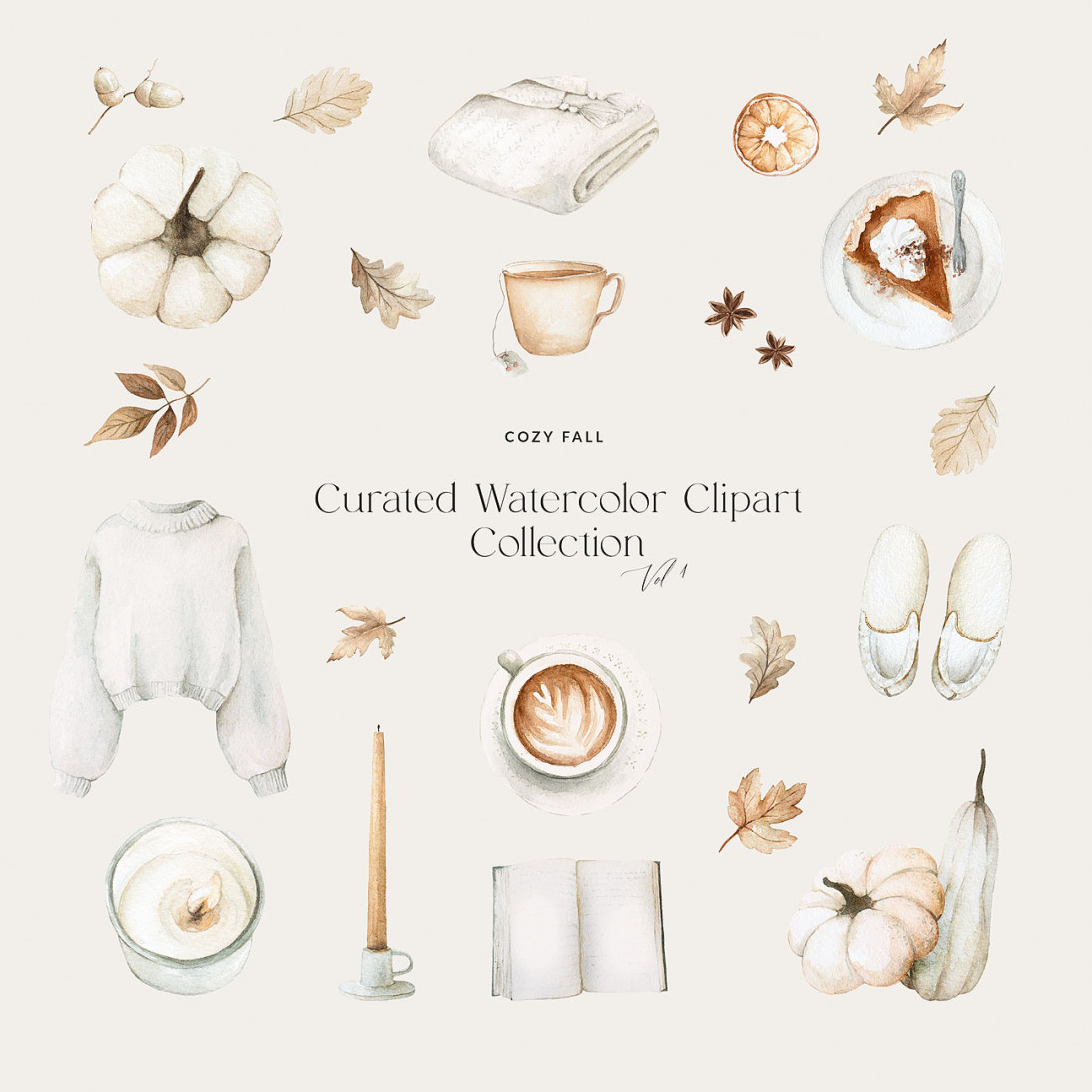Cozy Fall Curated Watercolor Clipart BUNDLE - Oh Snap Boutique