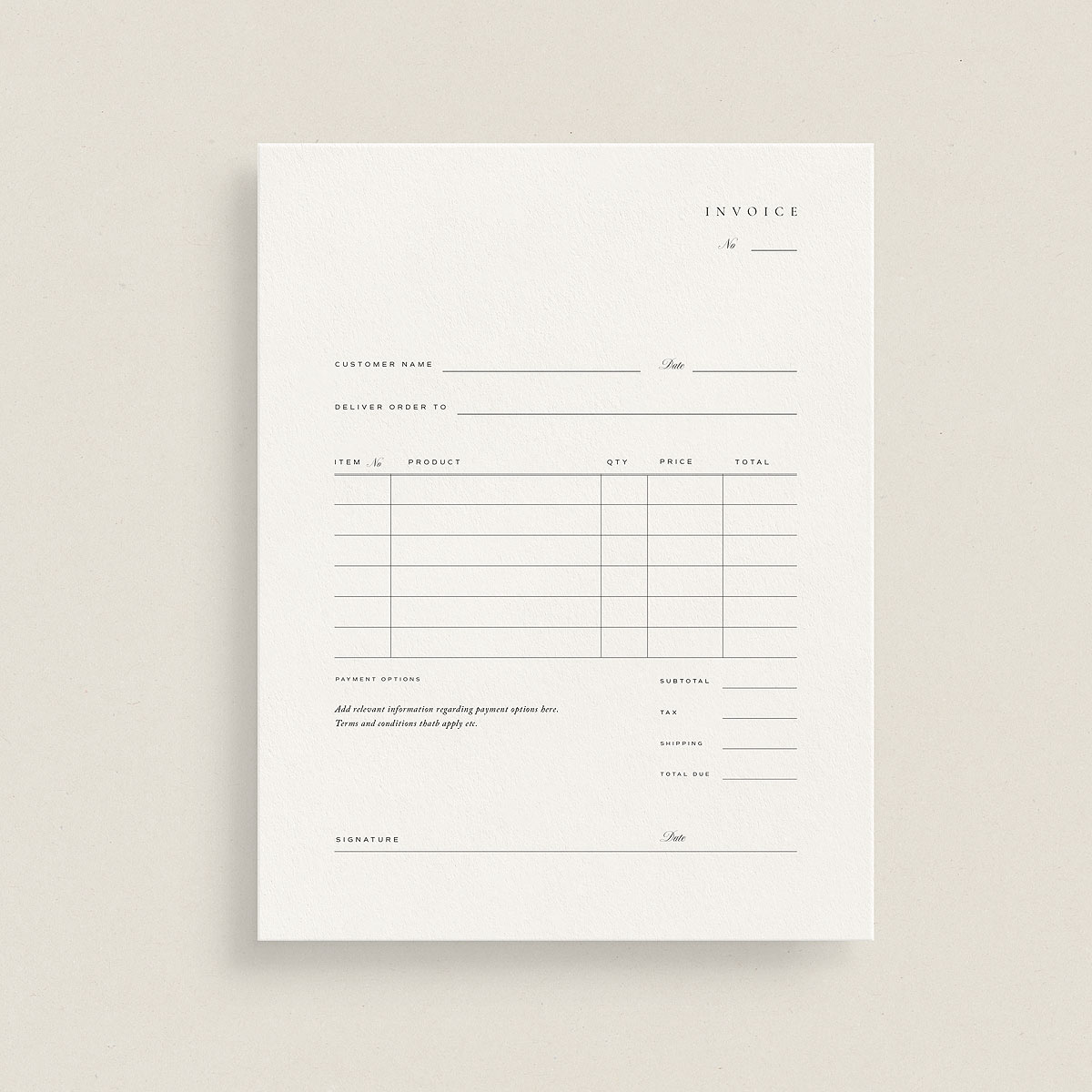 Minimalist Invoice Template 1 Oh Snap Boutique